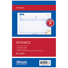 50 Sets 5 9/16" x 8 7/16" 2-Part Carbonless Invoice Book - ESG Variety Ltd.